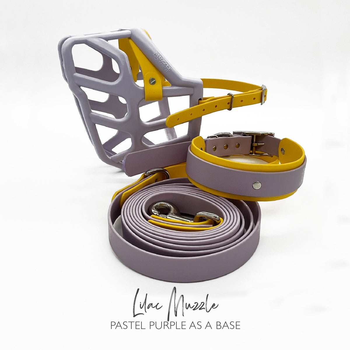 Lilac Dog Muzzle, Collar & Lead Set– The Muzzle Movement