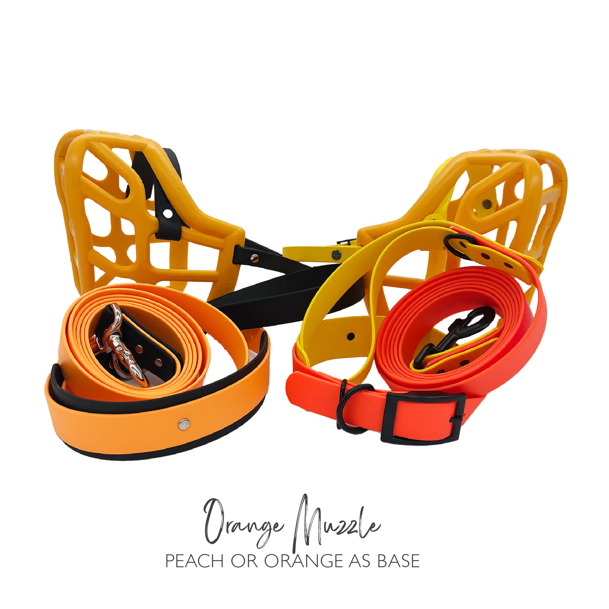Orange Dog Muzzle, Collar & Lead Set– The Muzzle Movement